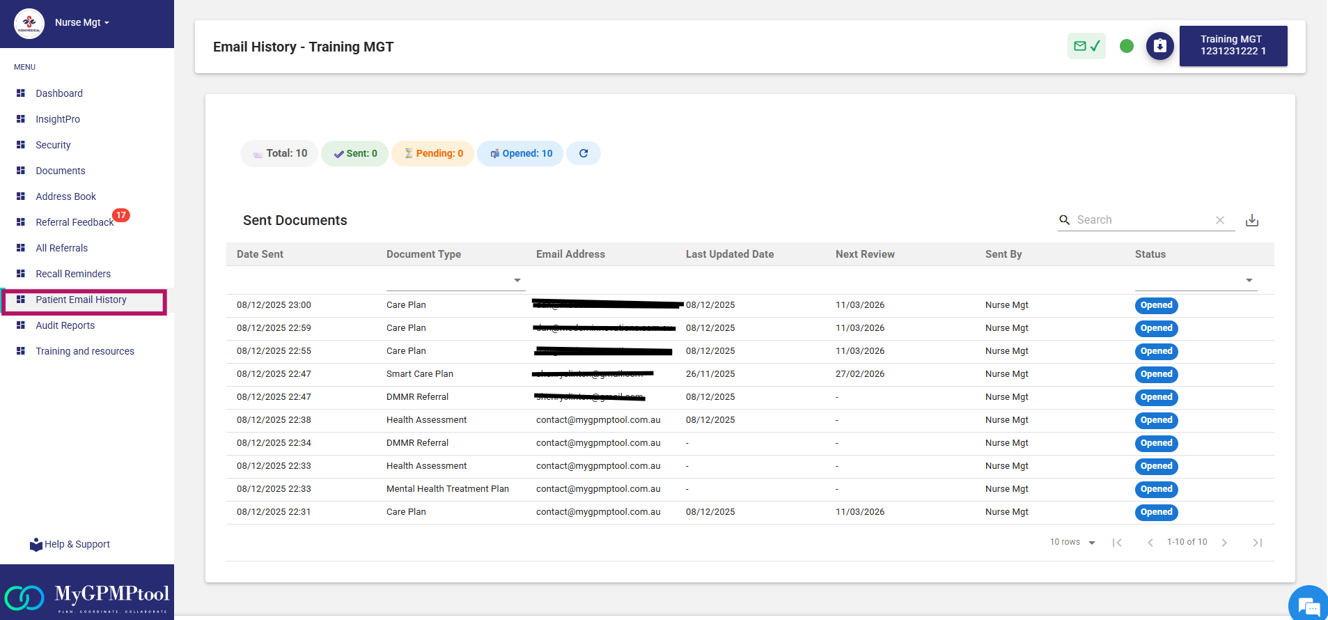 Email the document to the patient
